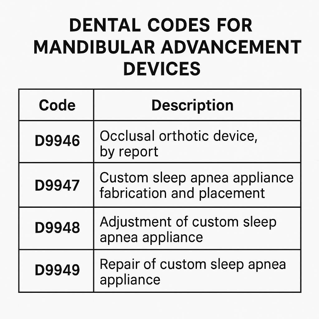 Dental Codes for Mandibular Advancement Devices - wmwtl